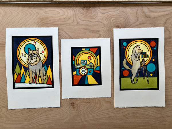 Wolf & Camera - Original Linocut – Altitude Gallery