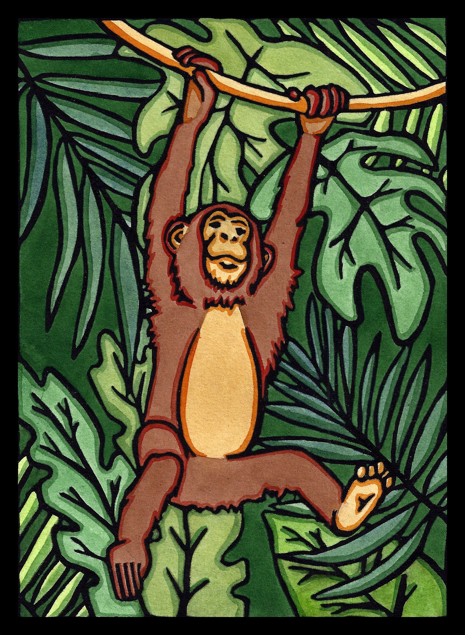 Monkey - Original Linocut – Altitude Gallery